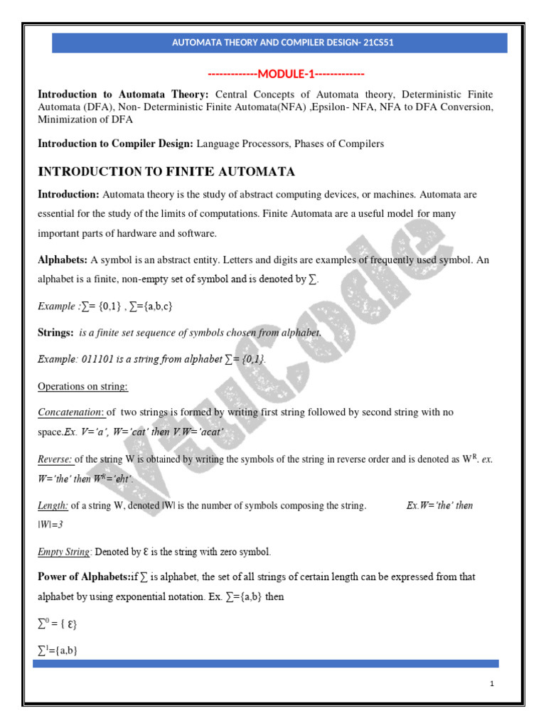 ATCD 5th Sem 1st Module VTU | PDF | Parsing | Computer Program ATCD 5th Sem 1st Module VTU | PDF | Parsing | Computer Program