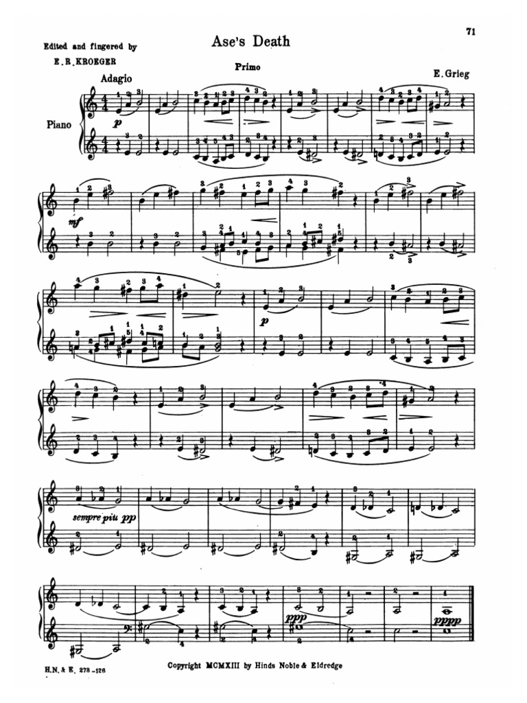Grieg Arr. Kroeger - Death of Ase (Part 1) | PDF