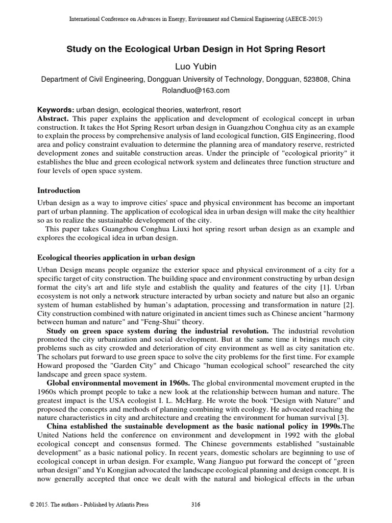 Study On The Ecological Urban Design in Hot Spring Resort: Luo Yubin ...