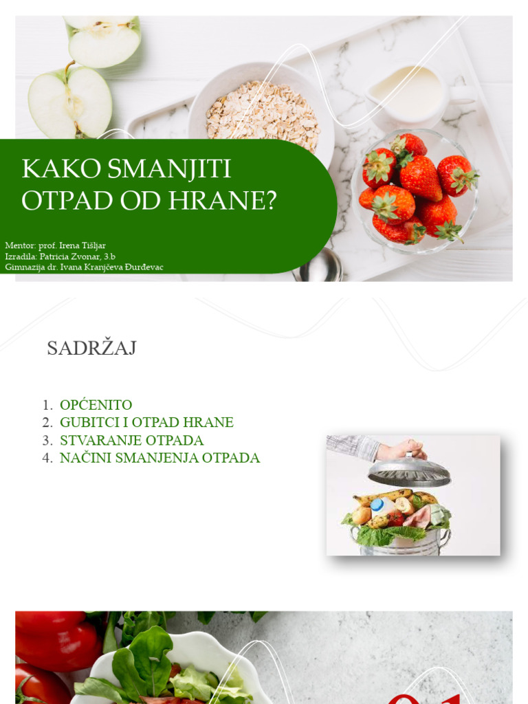 Kako Smanjiti Otpad Od Hrane | PDF