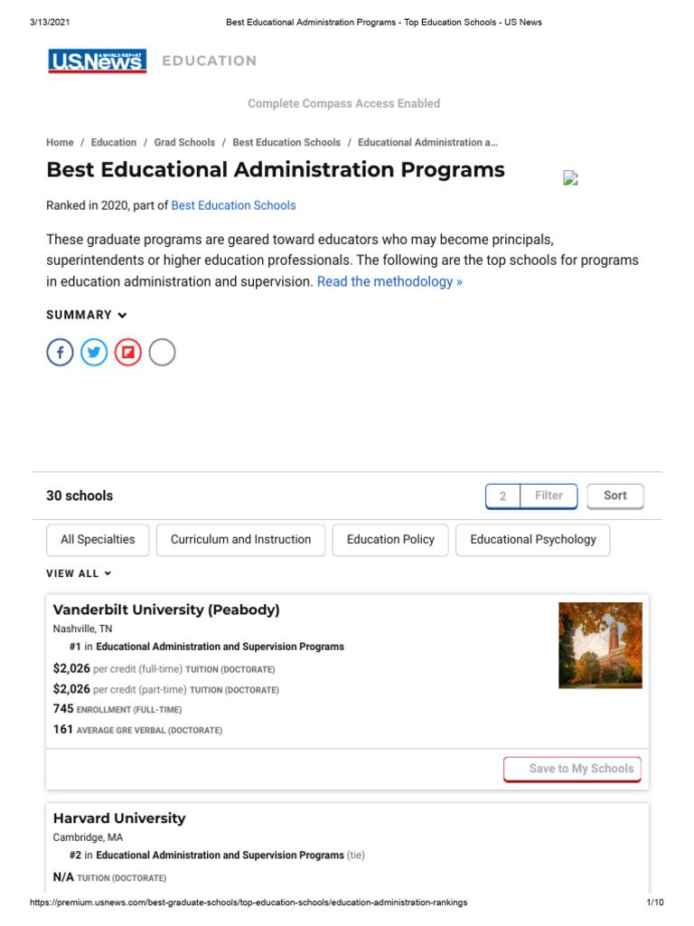 Best Educational Administration Programs - Top Education Schools - US ...