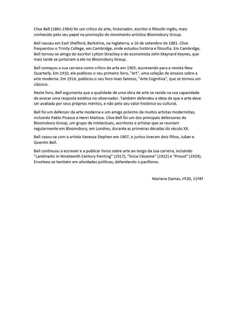 Clive Bell Biografia | PDF