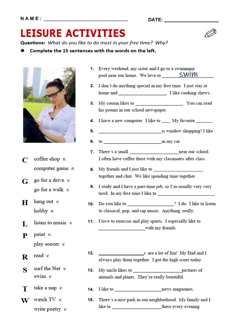 Leisure Activities Questionnaire Template | PDF | Leisure