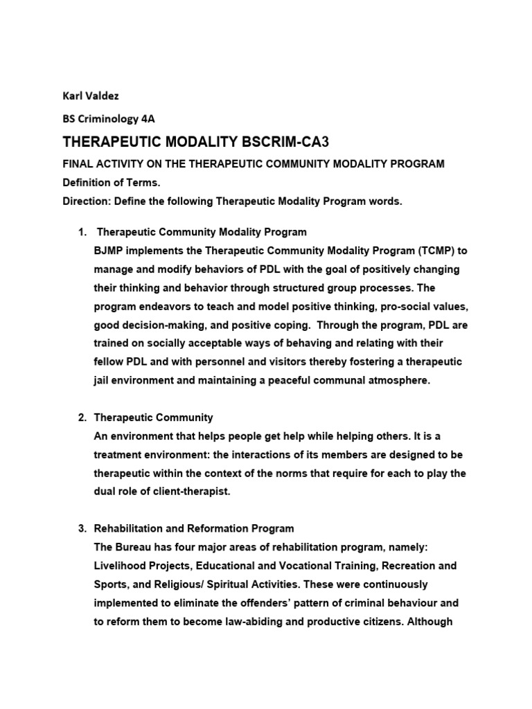 Share FINAL ACTIVITY ON THERAPEUTIC MODLAITY PROGRAM-2 | PDF ...