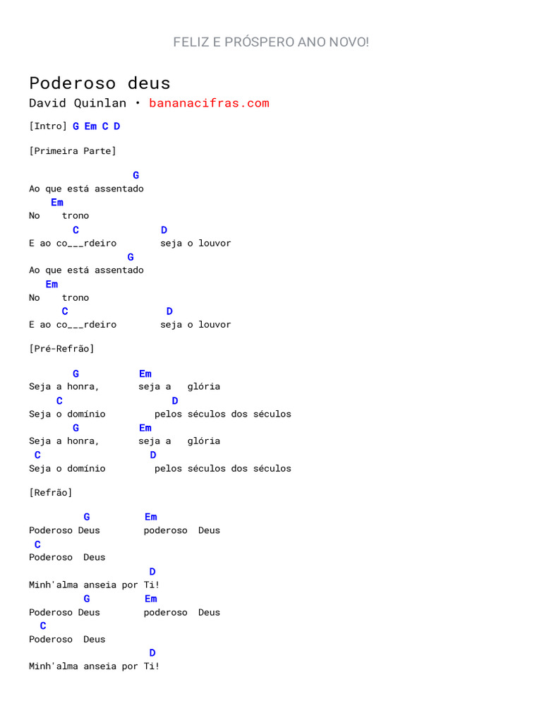 Poderoso Deus CIFRA David Quinlan | PDF