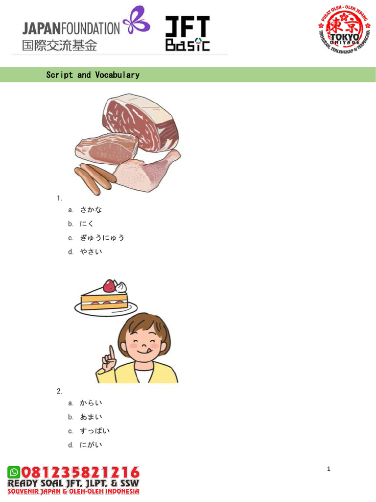 Soal JFT Basic Level Intermediate 8 | PDF