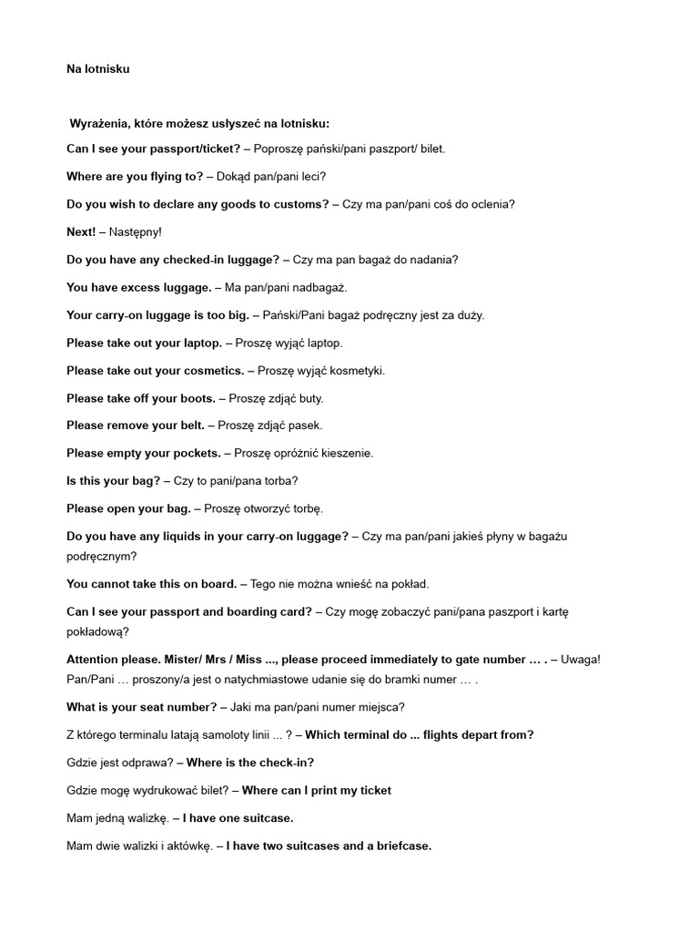 Rozmowki Ang Podroz | PDF