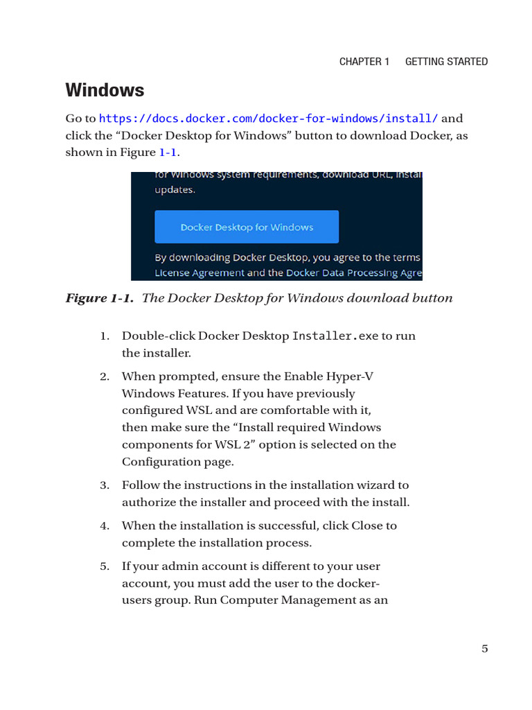 Windows: Figure 1-1. The Docker Desktop For Windows Download Button | PDF | Installation ...