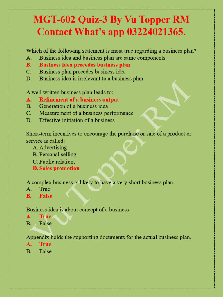 MGT602 Quiz-3 by Vu Topper RM | PDF | Brand | Business Ethics MGT602 Quiz-3 by Vu Topper RM | PDF | Brand | Business Ethics