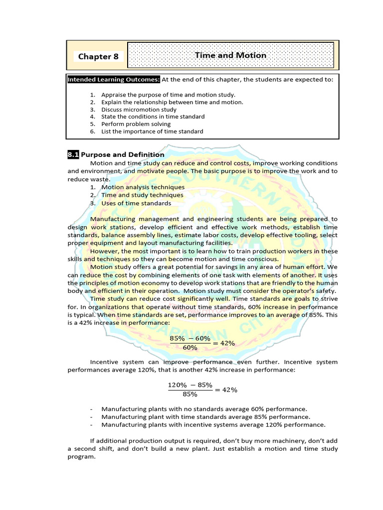 IT 414 Topic 8 Time and Motion Study | PDF | Industrial Engineering ...