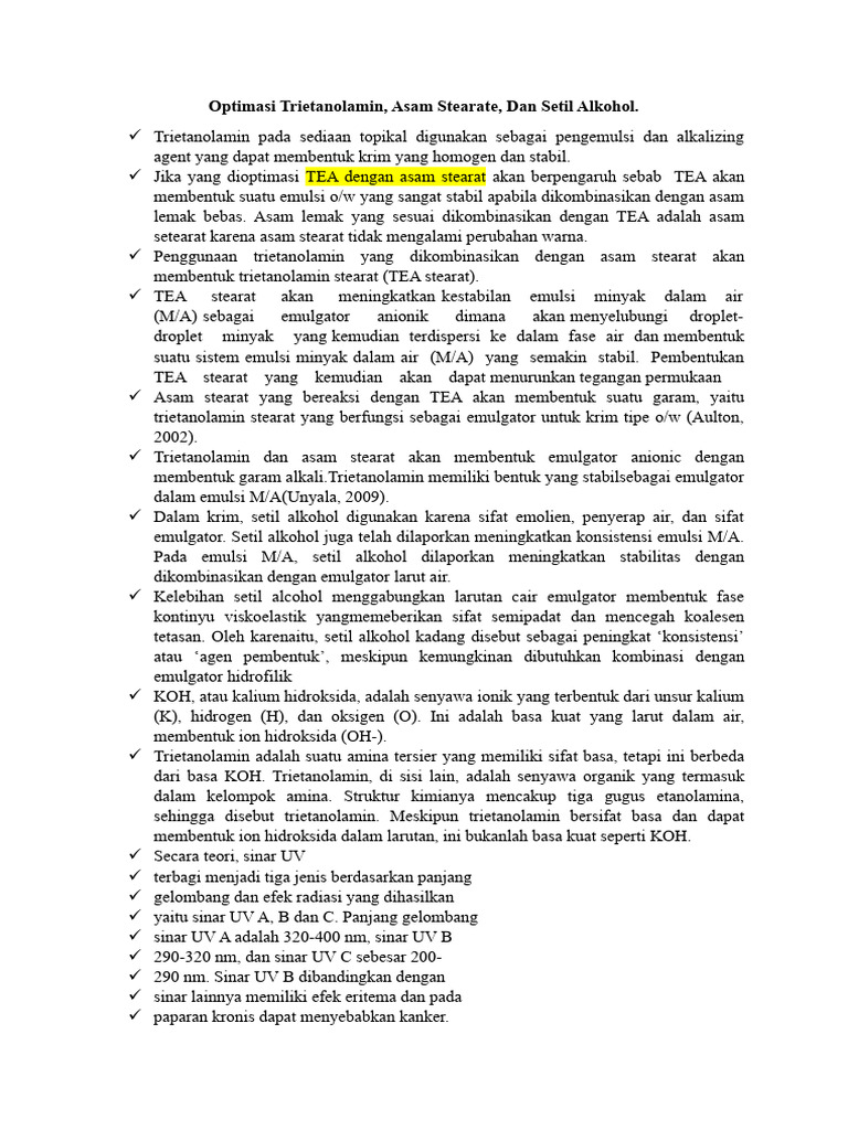 Catatan Optimasi Trietanolamin | PDF