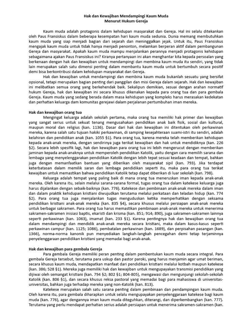 Hak Dan Kewajiban Mendampingi Kaum Muda | PDF