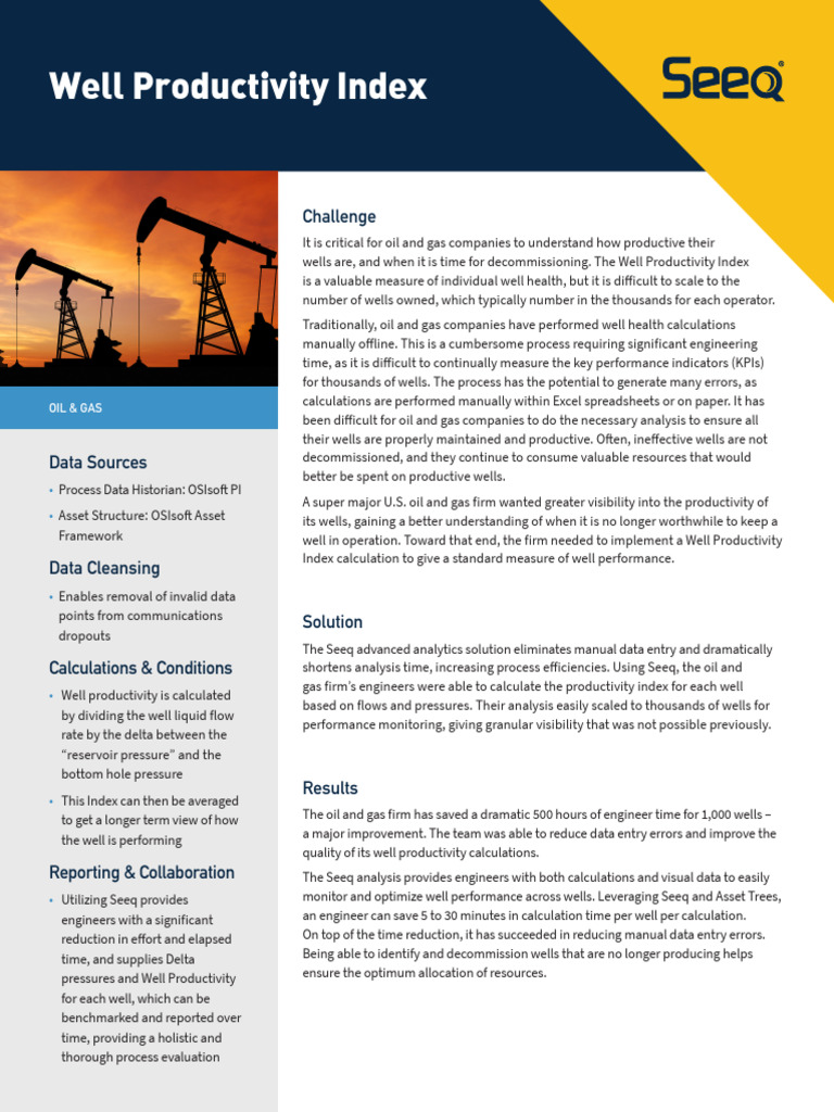 Seeq UseCase Well Productivity Index | PDF | Data | Business