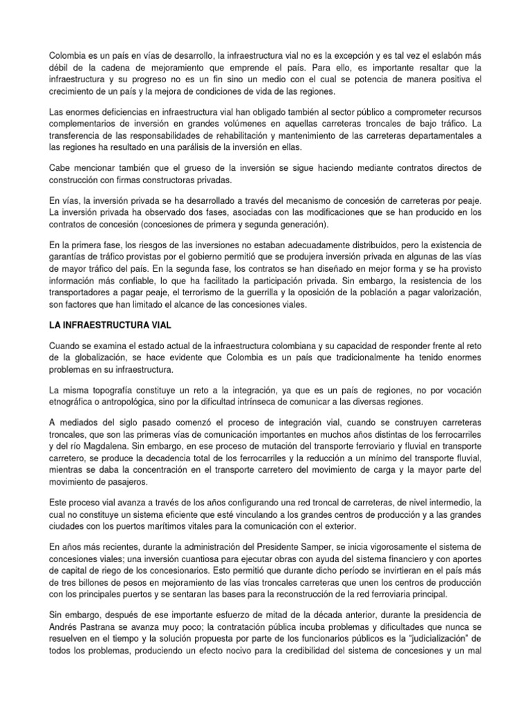 Mejoramiento de Infraestructura | PDF | Infraestructura | Colombia