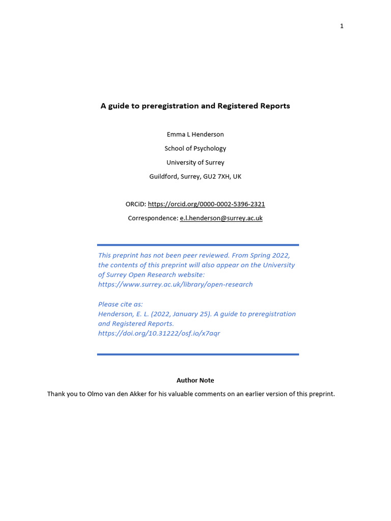 Preregistration & Registered Reports Guide | PDF | Intelligence | Scientific Method