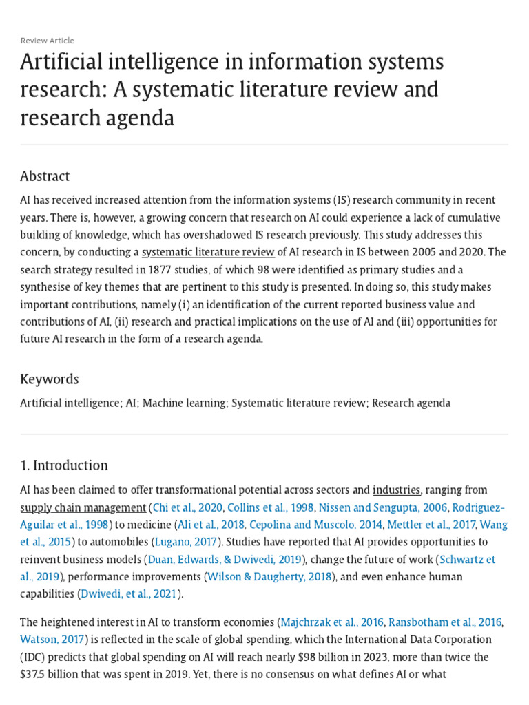 Artificial Intelligence in Information Systems Research - A Systematic Literature Review and ...