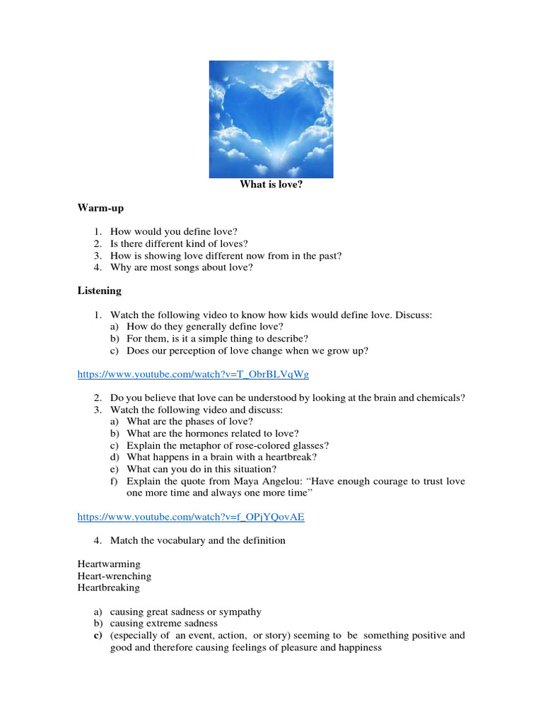 What Is Love - Lesson Plan | PDF | Romance (Love) | Love