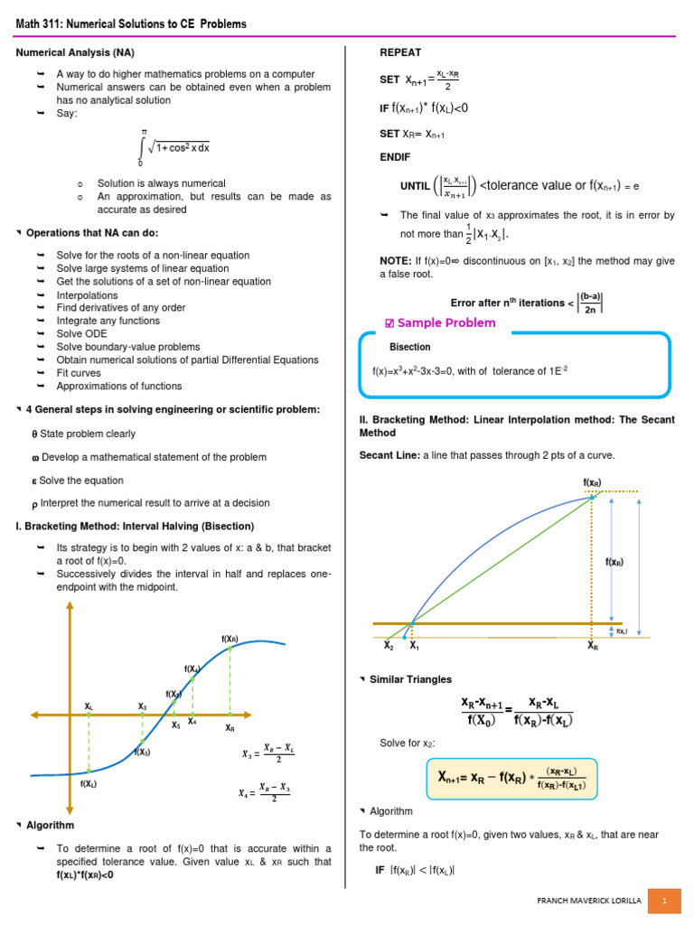 Lesson 1 Math 311 | PDF | Numerical Analysis | Mathematics