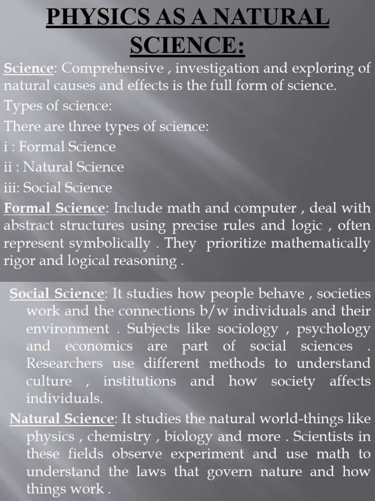 Physics As A Natural Science | PDF