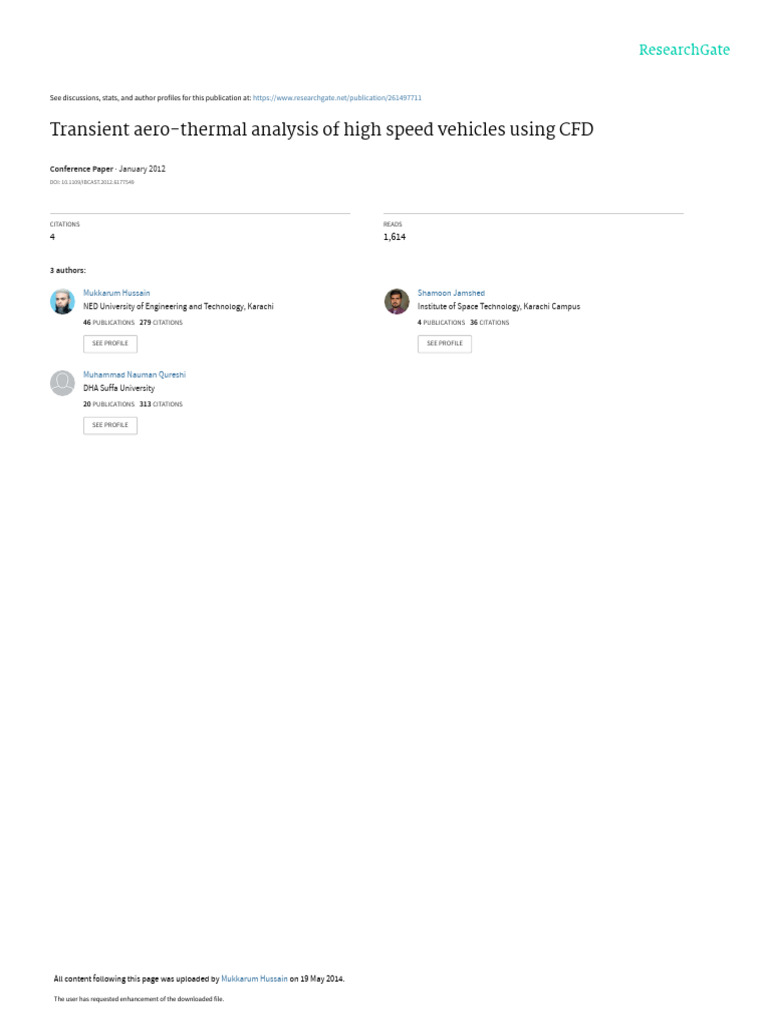 IBCAST 2012 Mukkarum | PDF | Computational Fluid Dynamics | Fluid Dynamics