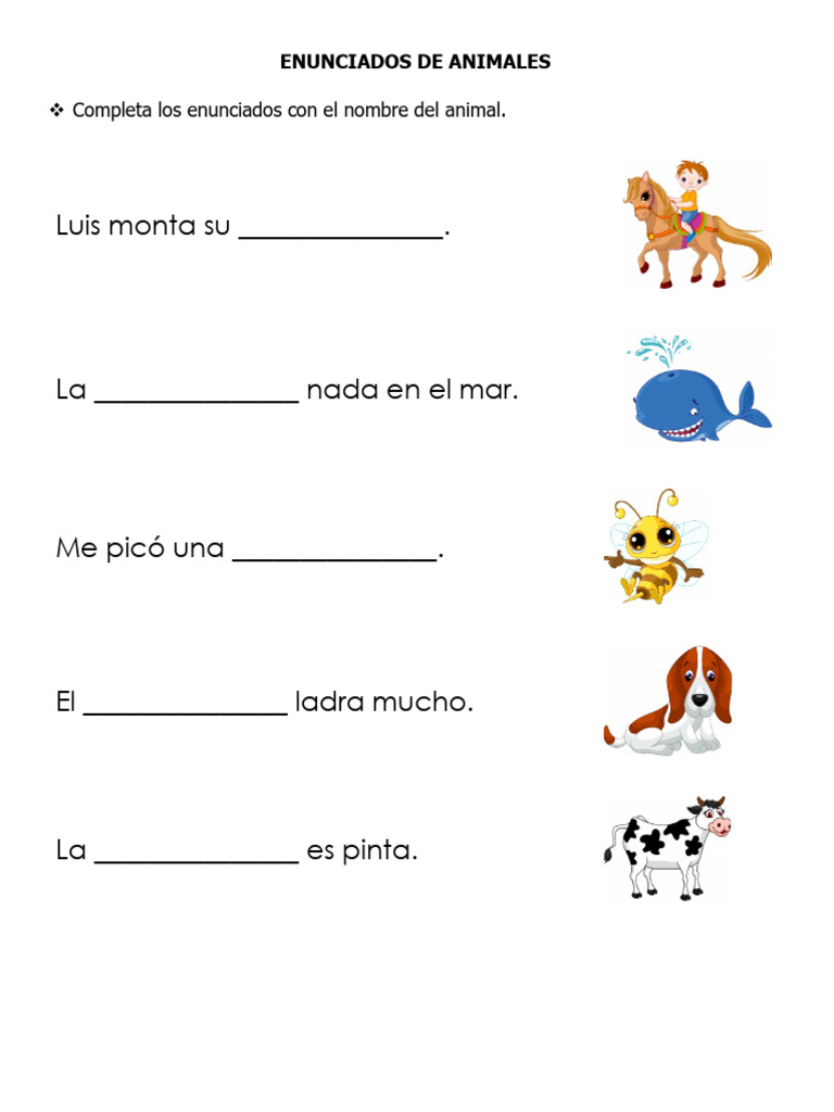 Enunciados de Animales | PDF