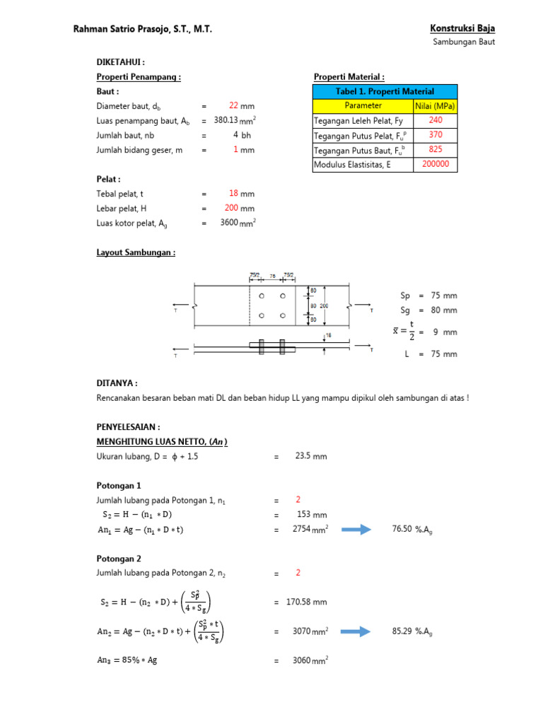 Perhitungan Sambungan Baut Baja WF | PDF