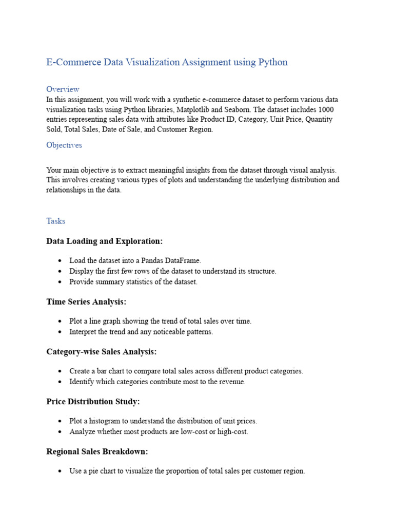E-Commerce Data Visualization Assignment Using Python: Data Loading and ...