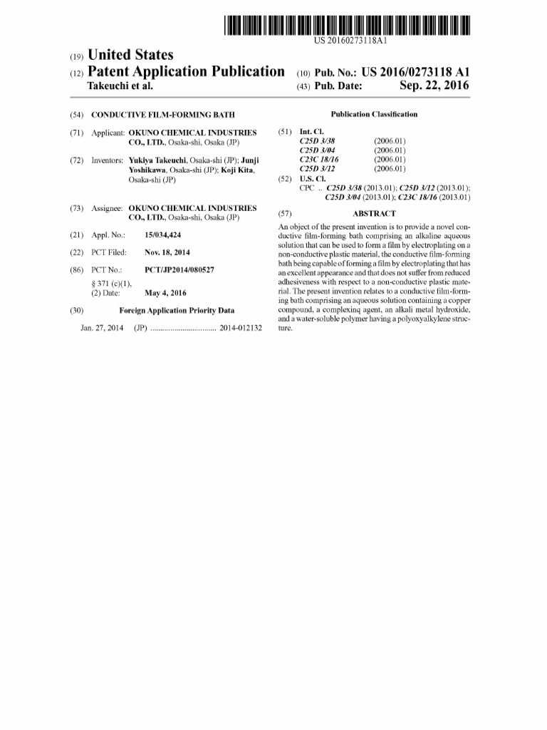 2016年OKUNO CHEMICAL INDUSTRIES CO., LTD-CONDUCTIVE FILM-FORMING BATH | PDF