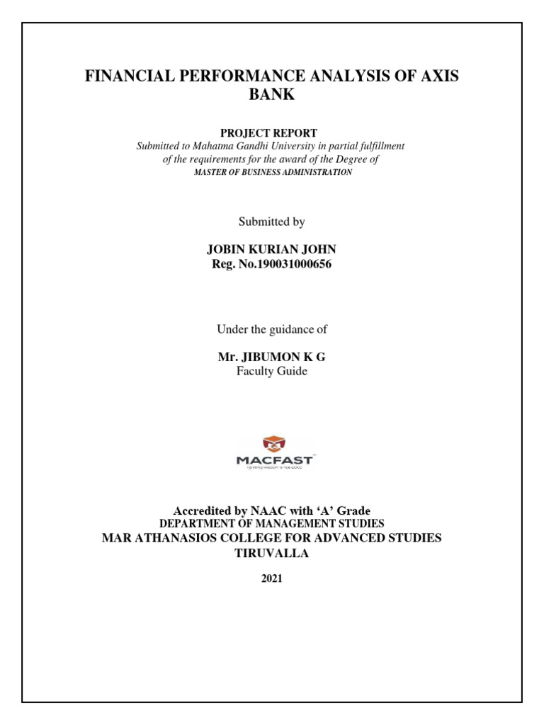 Financial Performance Analysis of Axis Bank | PDF | Banks | Financial ...