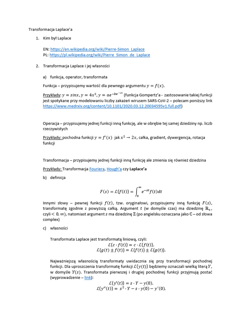 Transformacja Laplacea | PDF