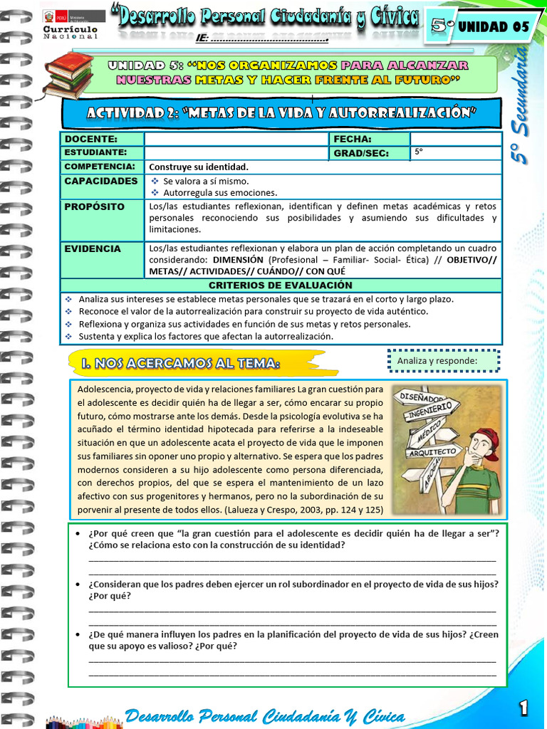 5° DPCC - Actv.02-Unid.5 2023 | PDF | Felicidad | Adultos