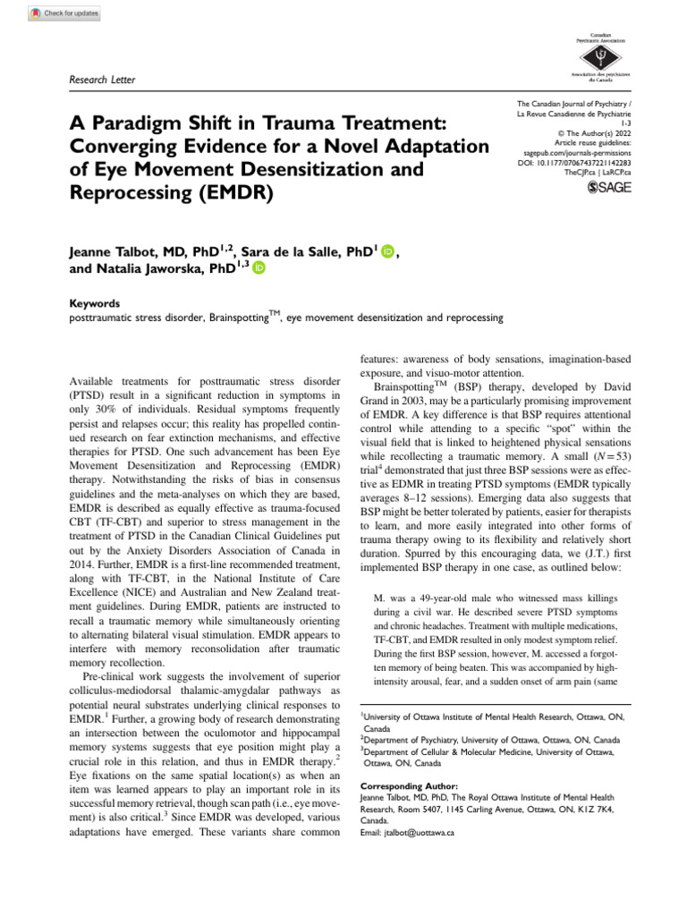 A Paradigm Shift in Trauma Treatment - Converging Evidence For A Novel ...