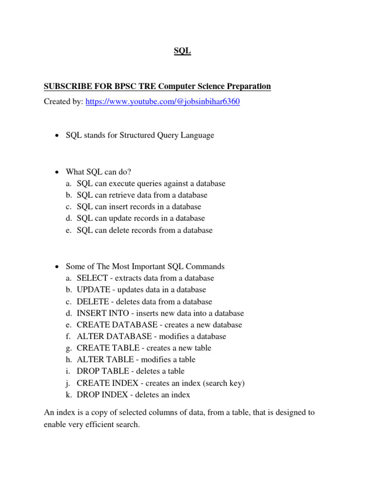 SQL 1 | PDF | Database Index | Databases
