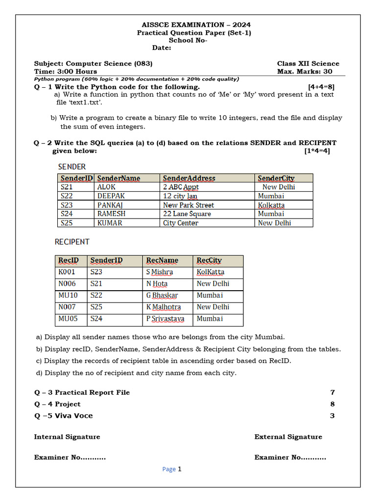 Practical Question, CS-2024 | PDF | Computer Programming | Computing Practical Question, CS-2024 | PDF | Computer Programming | Computing