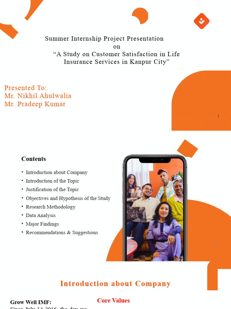 Summer Internship Presentation | PDF | Insurance | Customer Satisfaction