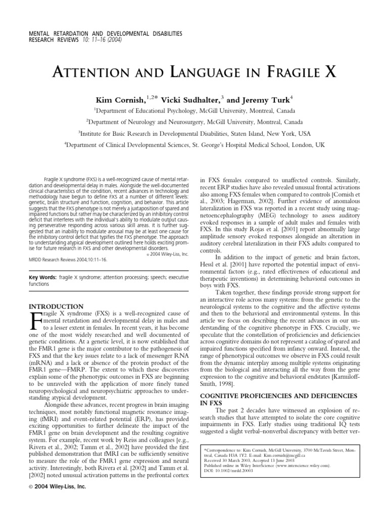 Attention and Language in Fragile-X | PDF | Attention Deficit Hyperactivity Disorder | Psychology