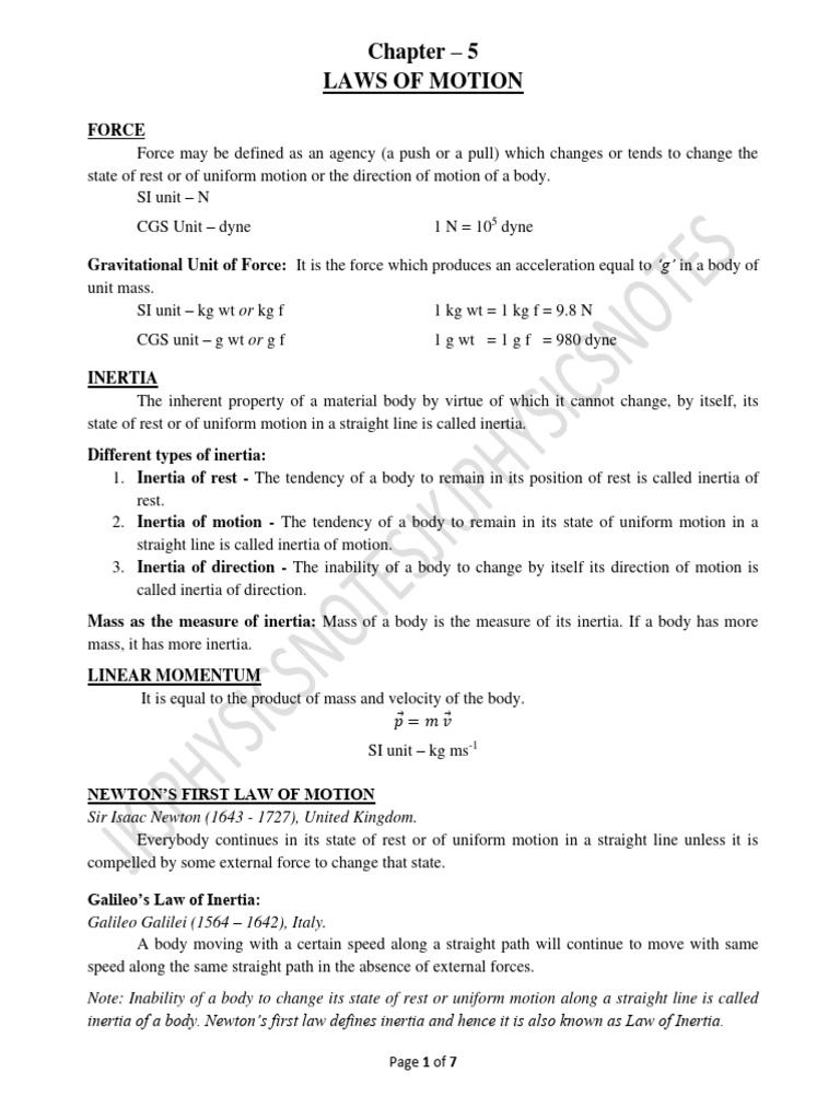 CH - 4 Laws of Motion | PDF | Friction | Force
