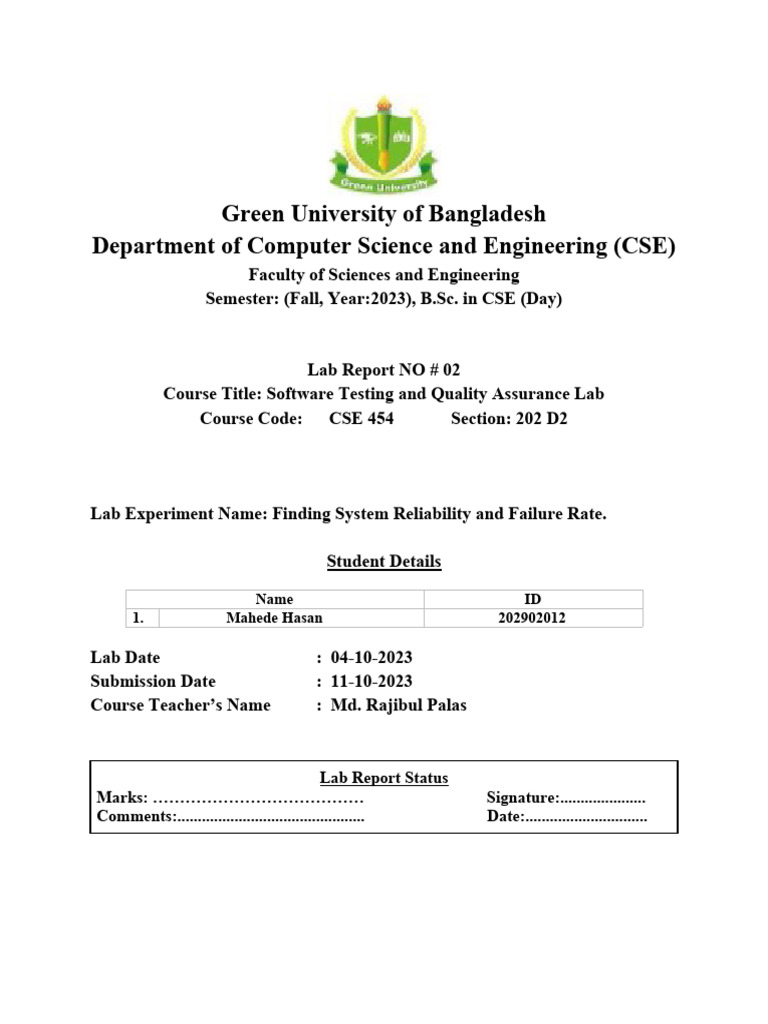 Lab Report Template. | Download Free PDF | Reliability Engineering ...