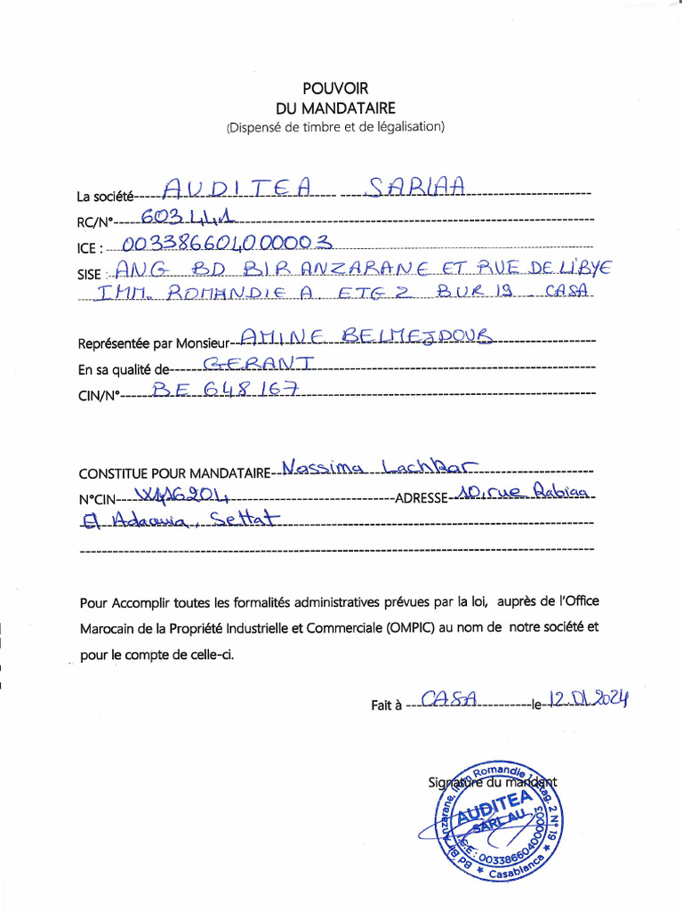 Pouvoir Du Mandataire | PDF