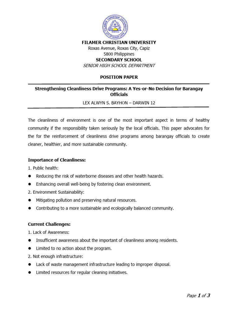 Position Paper Format | PDF | Sustainability | Environment