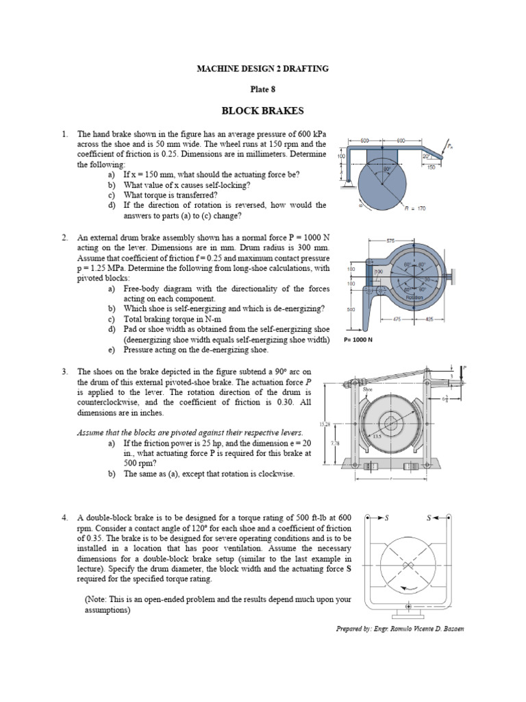 Block Brake Design Calculations | PDF | Brake | Vehicle Technology