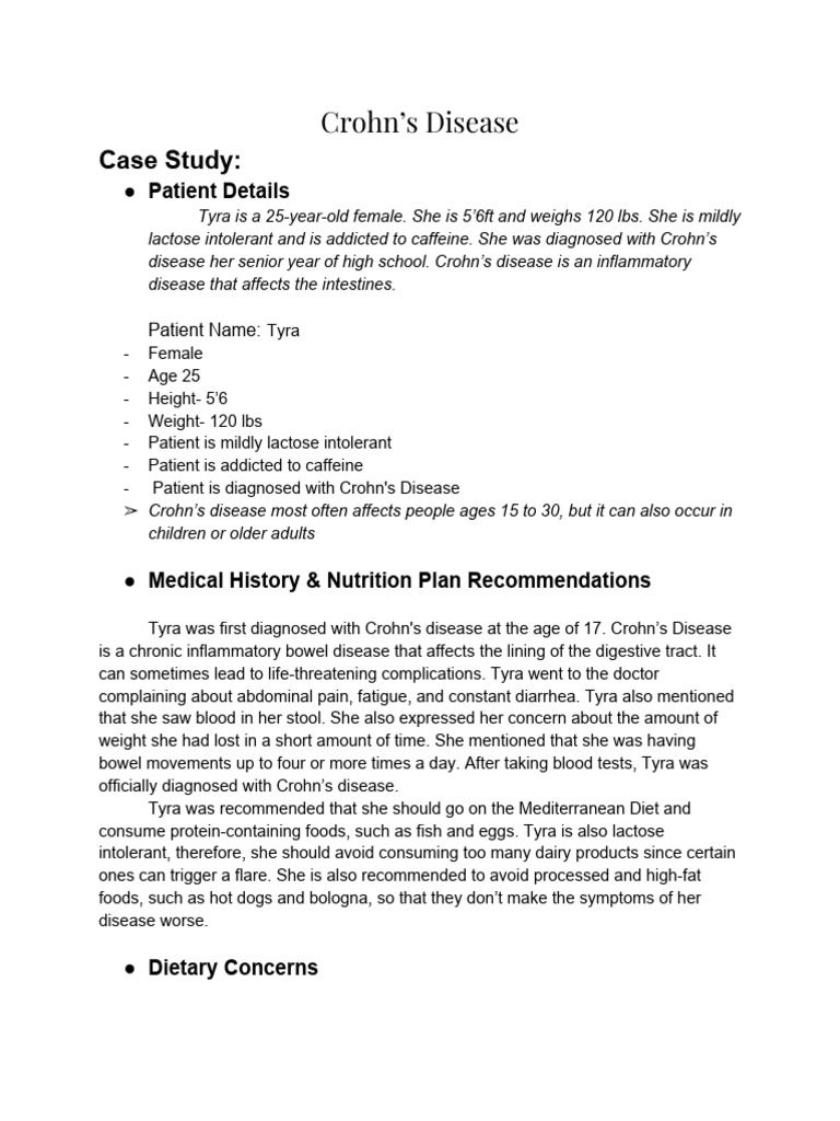 4a Student Example Crohns Disease | PDF | Dieting | Crohn's Disease