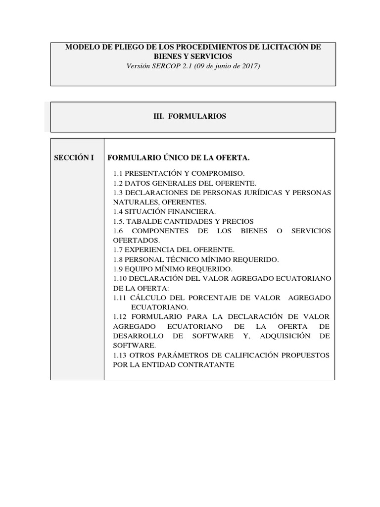 Formulario Unico de La Oferta Licitacion Bys | PDF | Oferta (economía) | Software