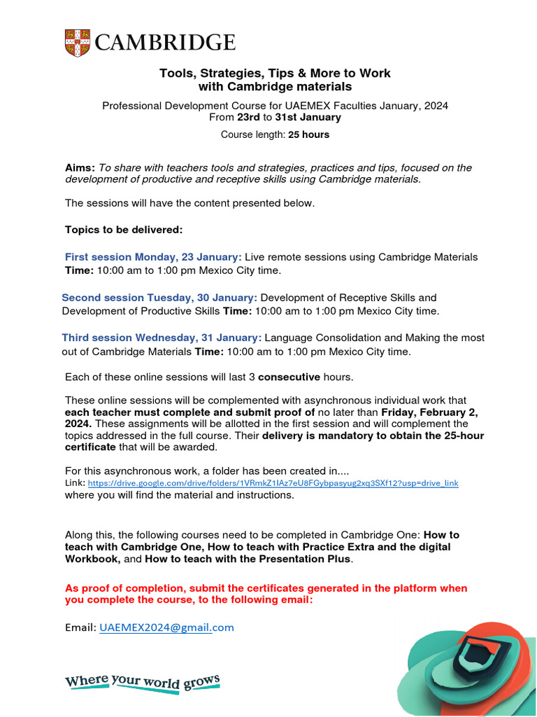 Cambridge Training Program January 2024 | Download Free PDF ...