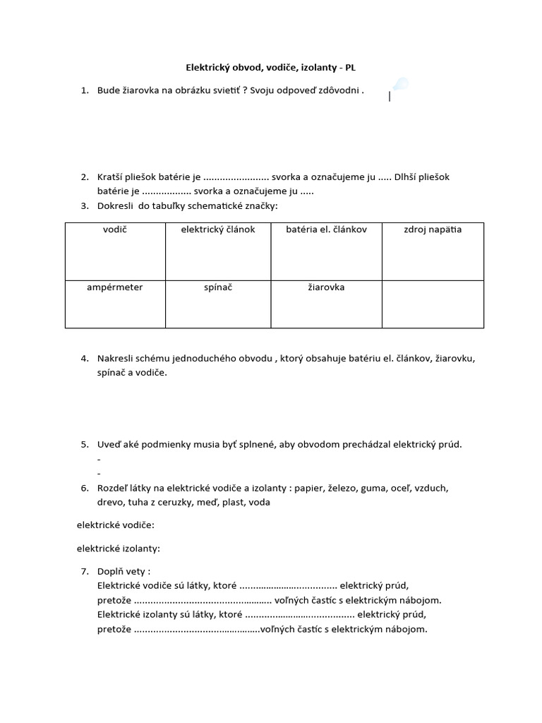 FYZ 9A PL Elektricky Obvod. El - Vodice A Izolanty | PDF