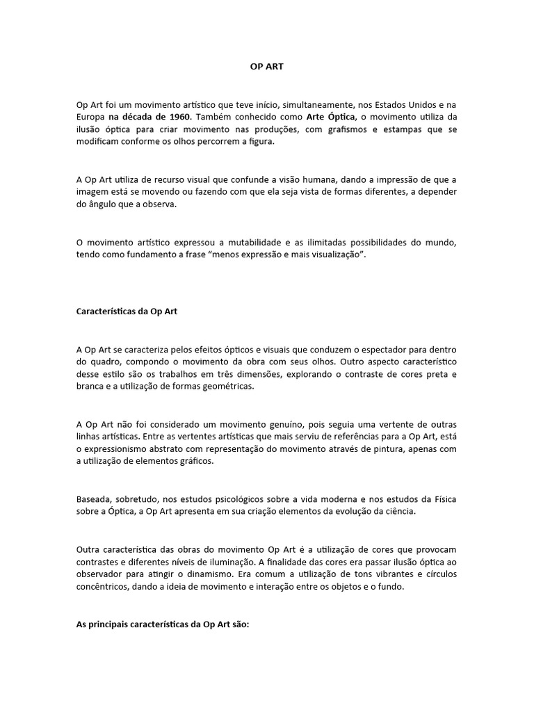 Op Art | PDF | Movimentos artísticos