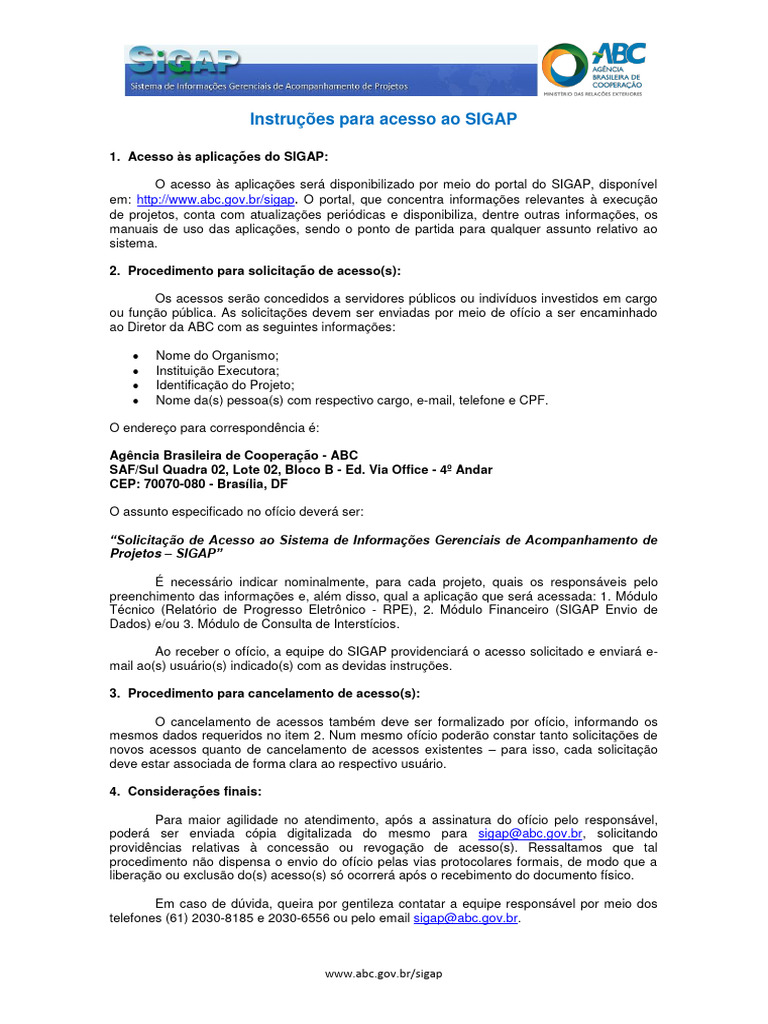 Acesso e Procedimentos do SIGAP | PDF | Tecnologia da Informação ...