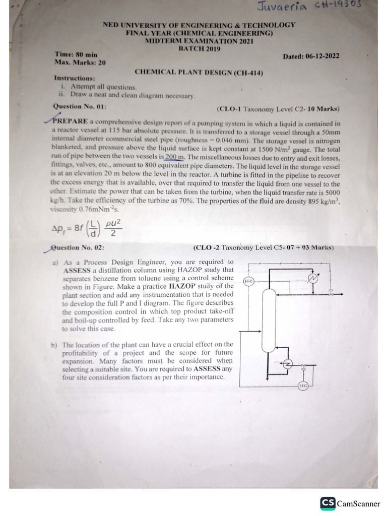 Past Papers Chemical Engineering | PDF