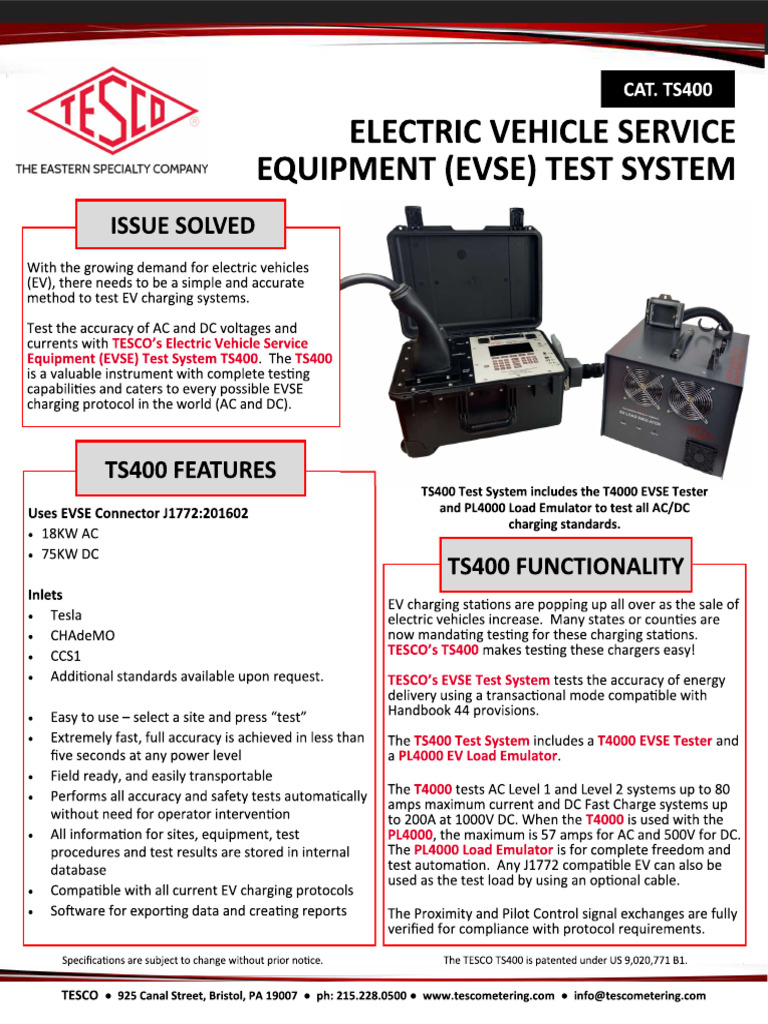 EVSE Test System 400 (TS400) | PDF