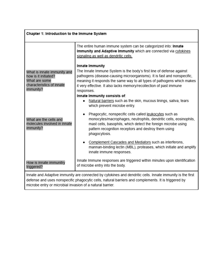 Immunology Cornell Notes | PDF | Immune System | Adaptive Immune System
